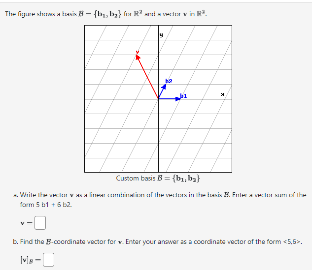 Solved The figure shows a basis B={b1,b2} for R2 and a | Chegg.com