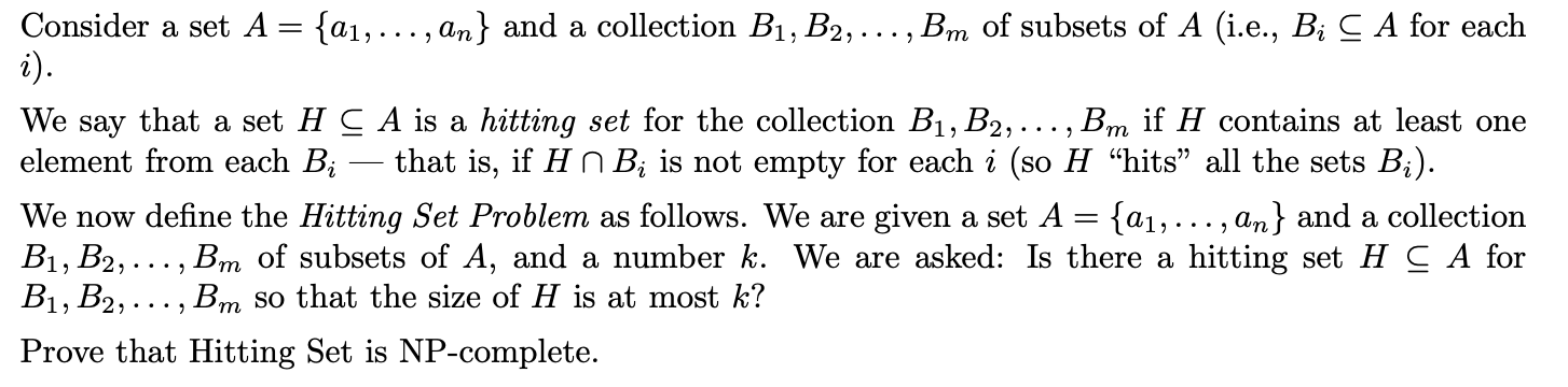 Solved Consider a set A = {a1, ..., An} and a collection B1, | Chegg.com