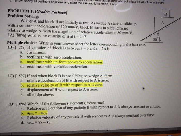 Solved Wedge A and block B are initially at rest. As wedge A | Chegg.com