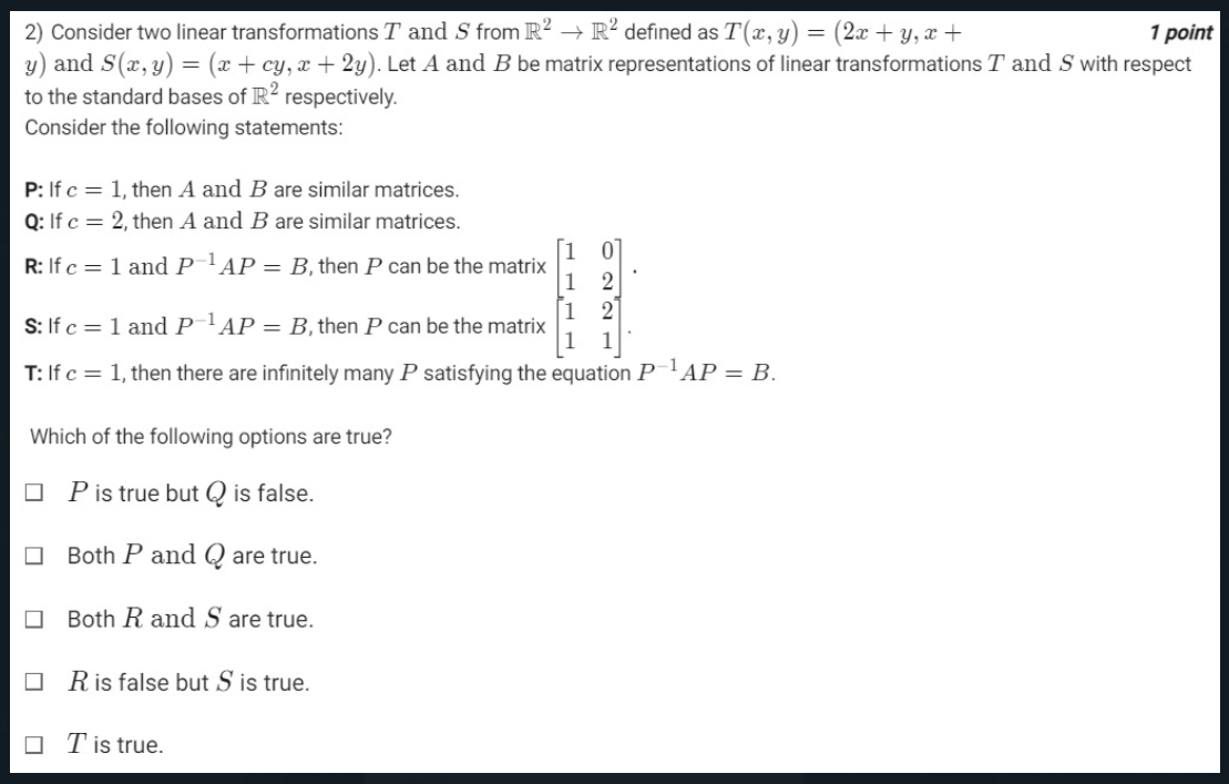 Solved 2 Consider Two Linear Transformations T And S From