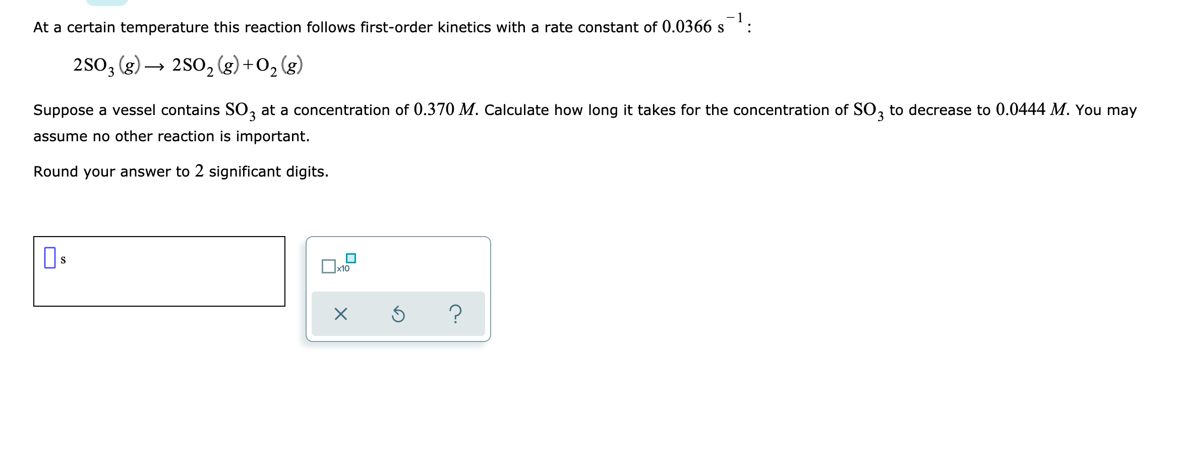 Solved At a certain temperature this reaction follows | Chegg.com
