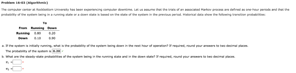 Solved Problem 16-03 (Algorithmic) The computer center at | Chegg.com