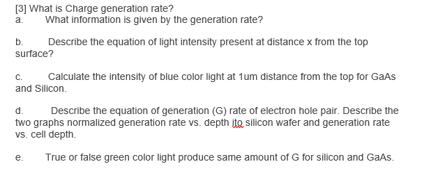 Solved a. C. [3] What is Charge generation rate? What | Chegg.com