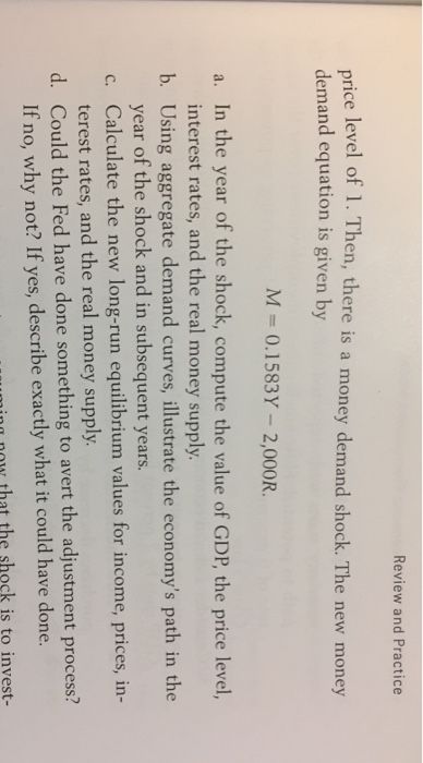 Solved 2. Suppose the economy is initially described by the | Chegg.com