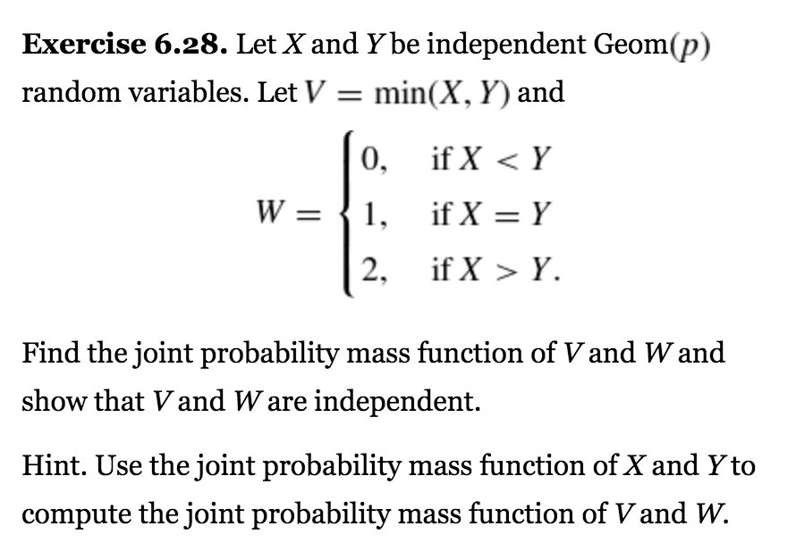 Solved Exercise 628 Let X And Ybe Independent Geomp 