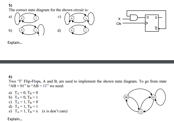 Solved 1) Draw the state diagram of a sequential circuit | Chegg.com