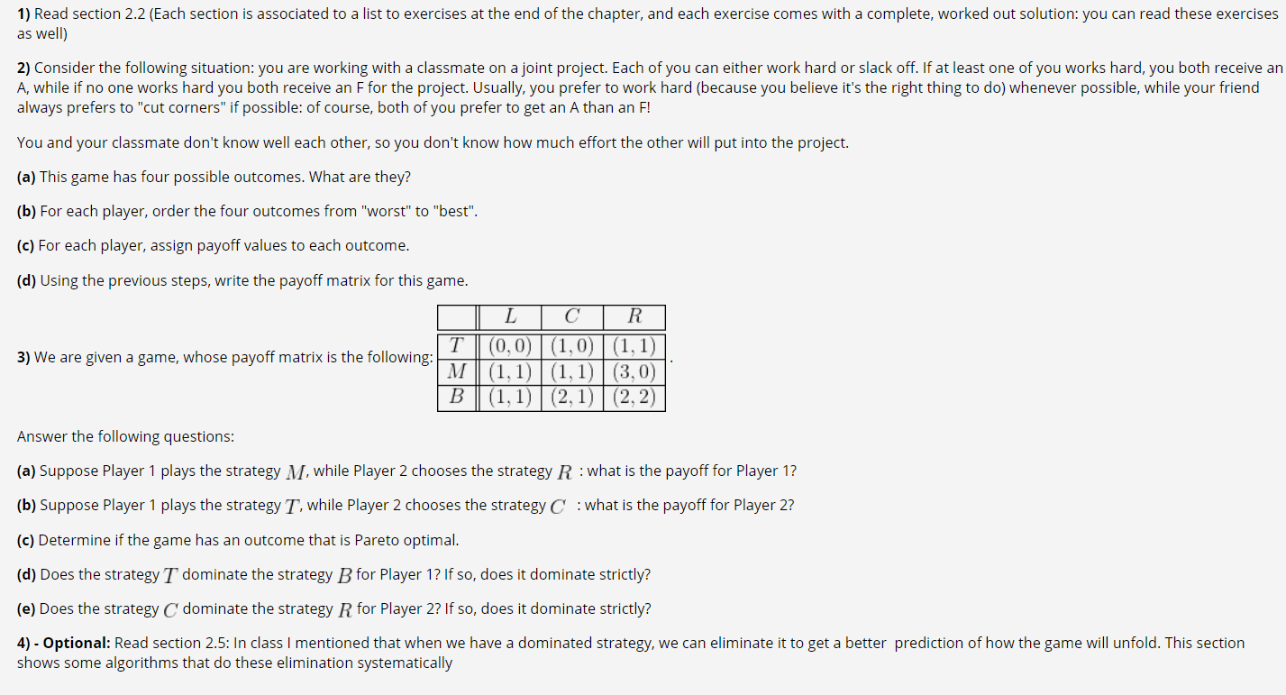 1) Read section 2.2 (Each section is associated to a | Chegg.com