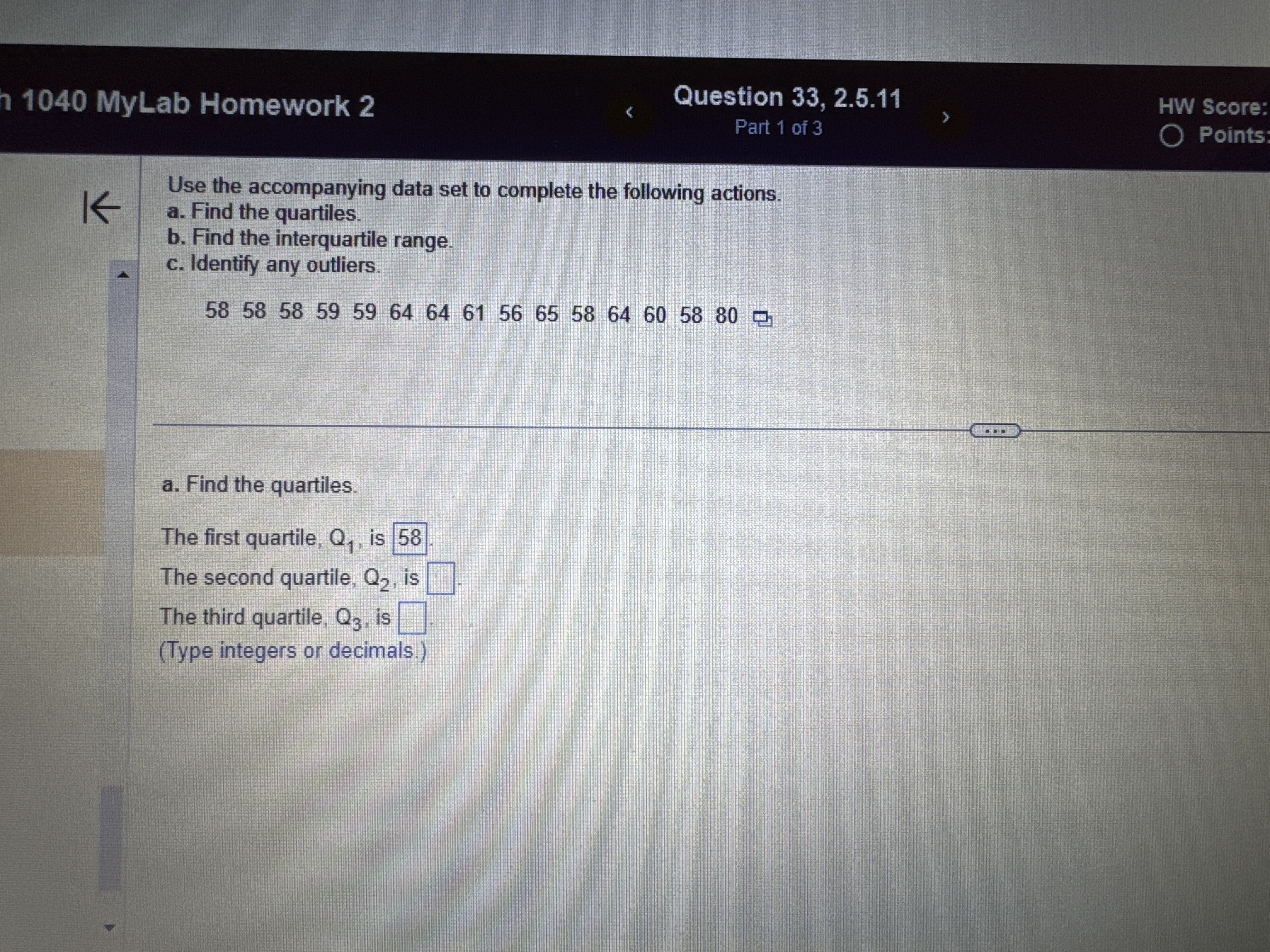 Solved find the quartile the interquartile range identify | Chegg.com