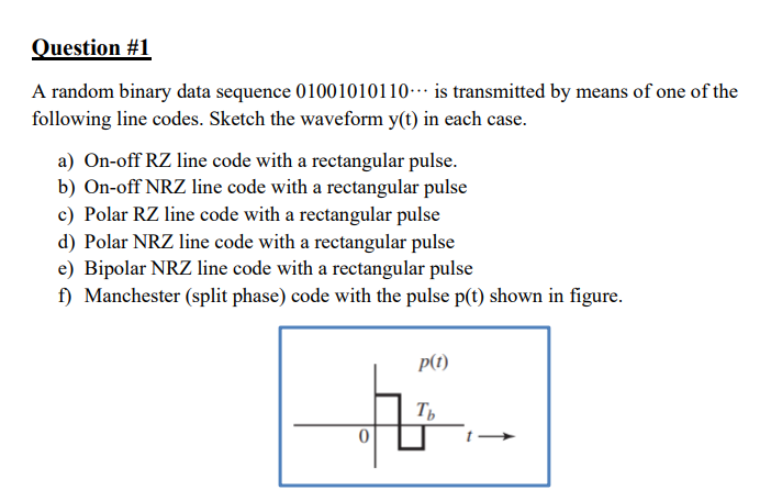 Solved Question \#1A random binary data sequence | Chegg.com