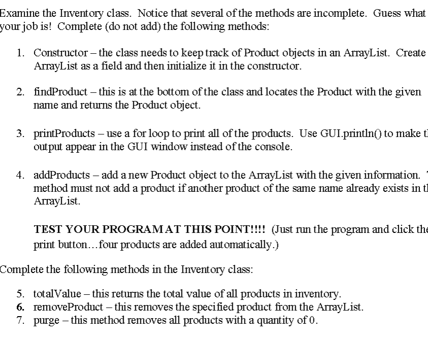 Solved Examine the Inventory class. Notice that several of | Chegg.com