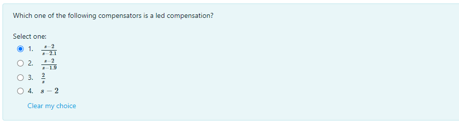 Solved Which one of the following compensators is a led | Chegg.com