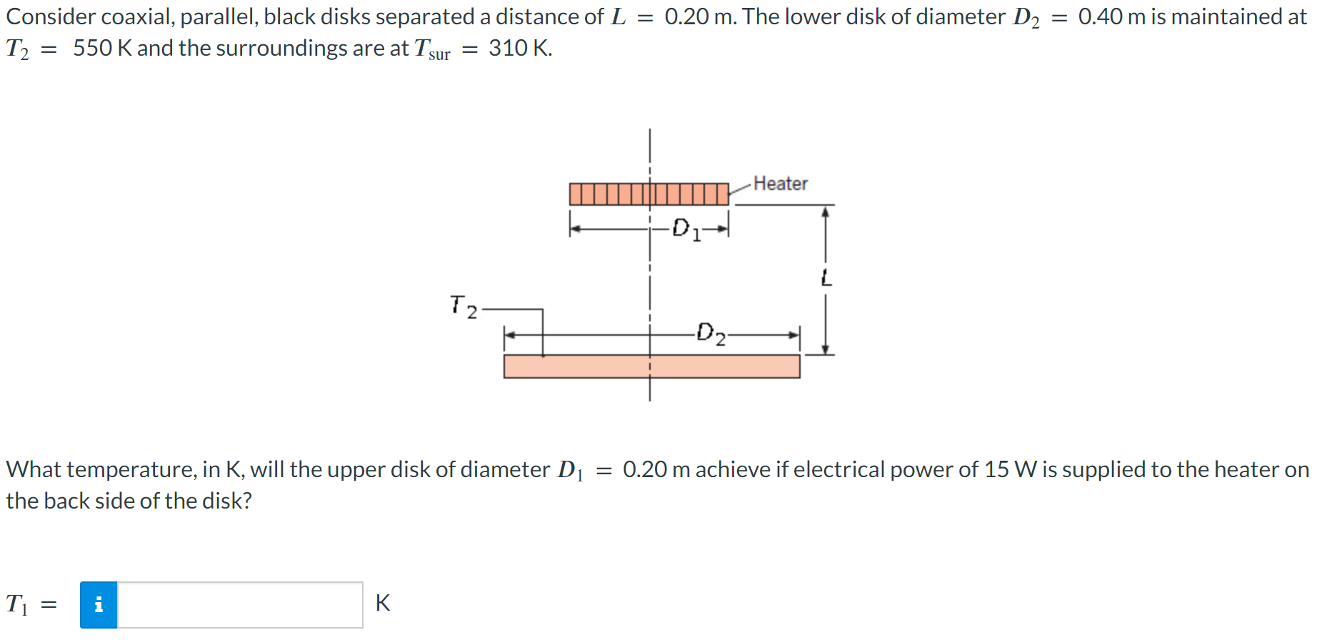 Solved Consider coaxial, parallel, black disks separated a | Chegg.com