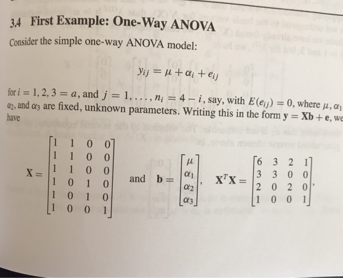 Give an example using the one-way ANOVA model from | Chegg.com