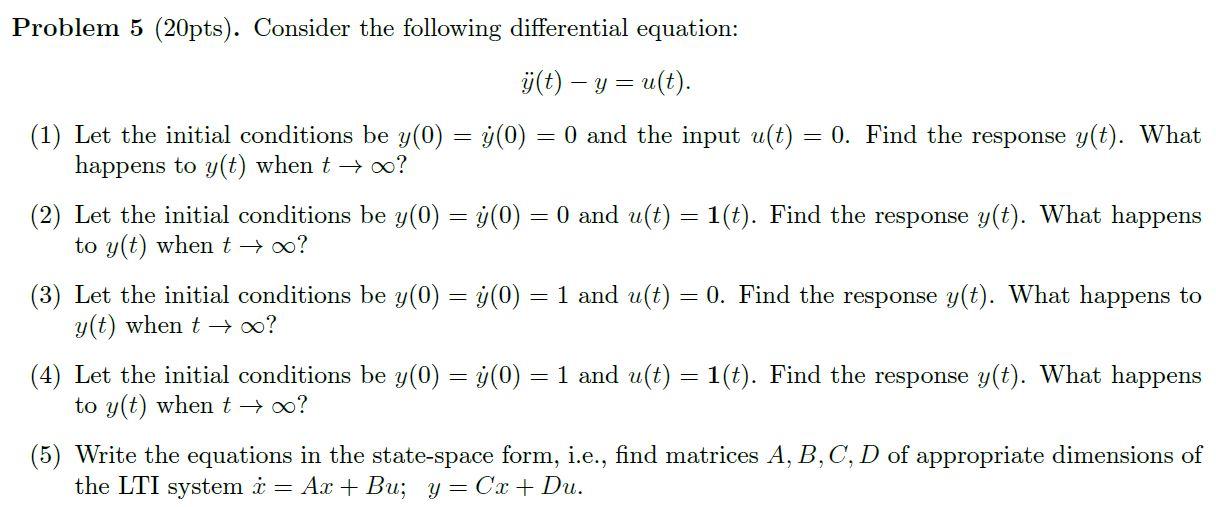 Solved Problem 5 (20pts). Consider the following | Chegg.com