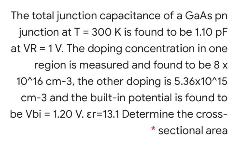 Solved The total junction capacitance of a GaAs pn junction | Chegg.com
