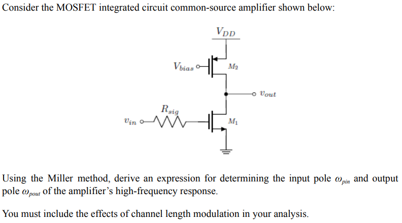 Solved Consider the MOSFET integrated circuit common-source | Chegg.com