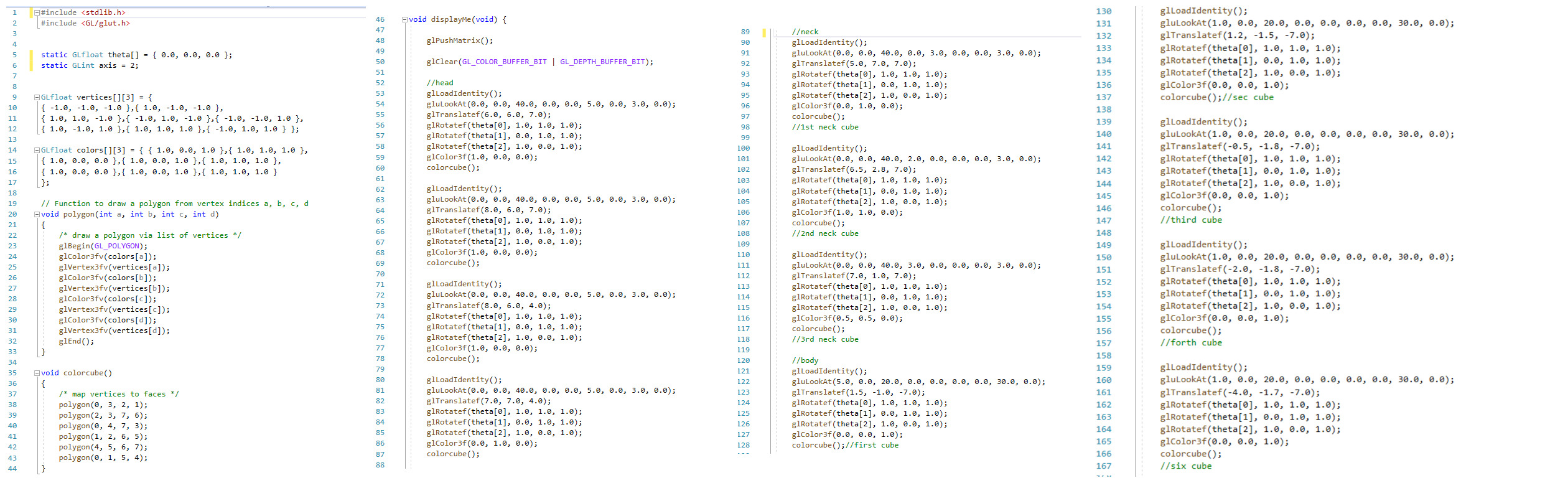 Solved THE REST OF THE CODE IS HERE :glLoadIdentity(); | Chegg.com