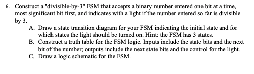 Solved Construct a "divisible-by-3" FSM that accepts a | Chegg.com