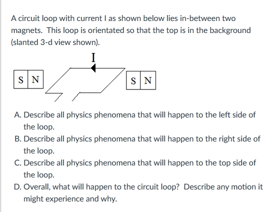 Solved A circuit loop with current I as shown below lies | Chegg.com