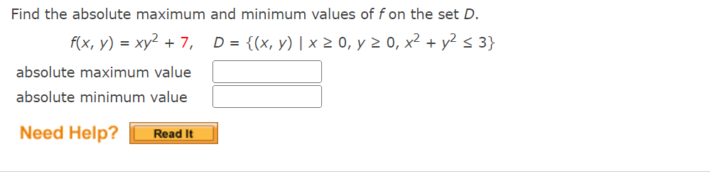 Solved Find the absolute maximum and minimum values of f on | Chegg.com