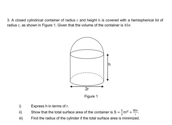Solved 3. A closed cylindrical container of radius r and | Chegg.com
