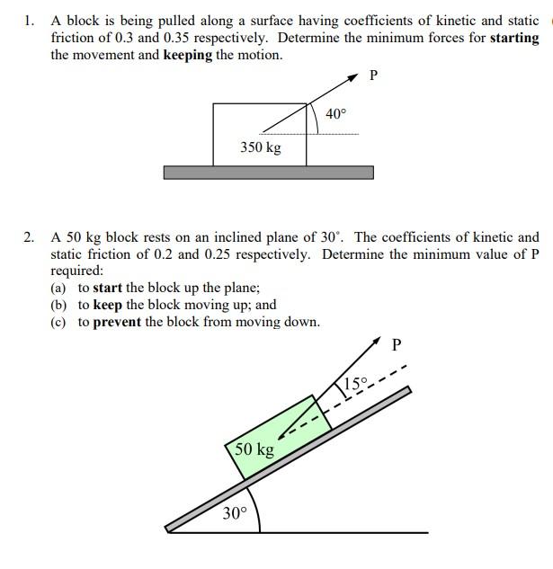 Solved 1. A block is being pulled along a surface having | Chegg.com