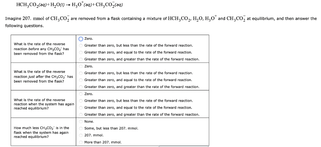 Solved HCH3CO2(aq)+H2O(l)→H3O+(aq)+CH3CO2−(aq) Imagine 207. | Chegg.com