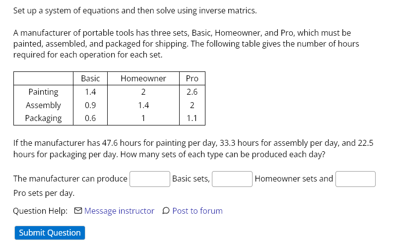 Solved Set up a system of equations and then solve using | Chegg.com