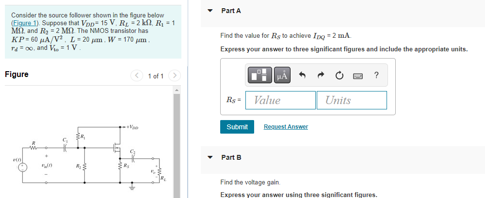 Solved Consider the source follower shown in the figure | Chegg.com