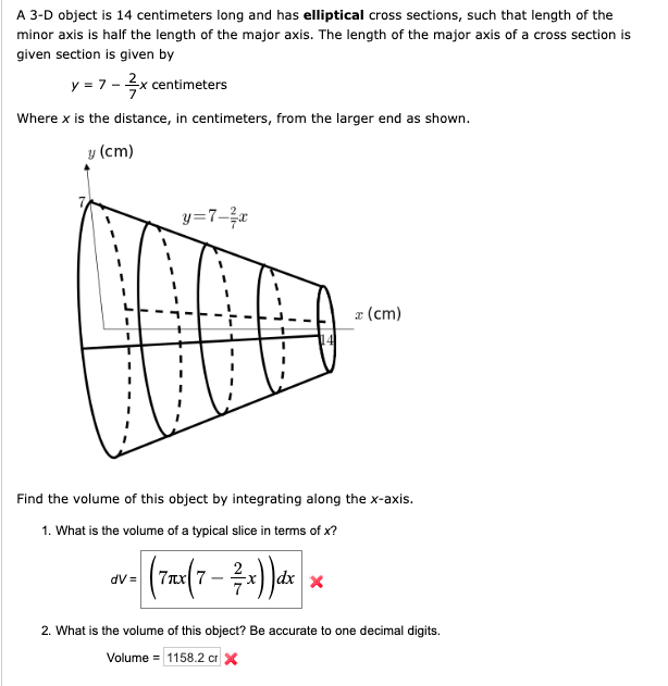 Solved A 3-D object is 14 centimeters long and has | Chegg.com