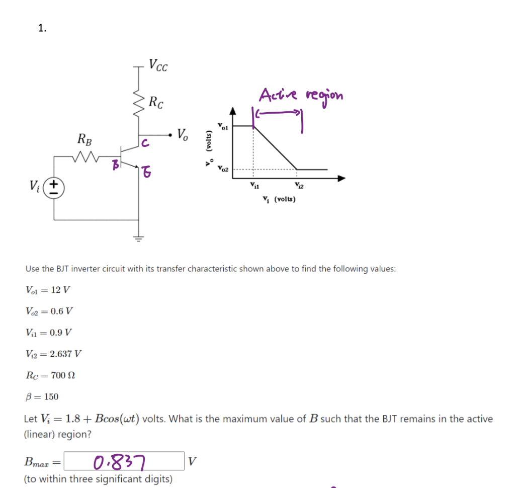Solved Use the BJT inverter circuit with its transfer | Chegg.com Solved Use the BJT inverter circuit with its transfer | Chegg.com