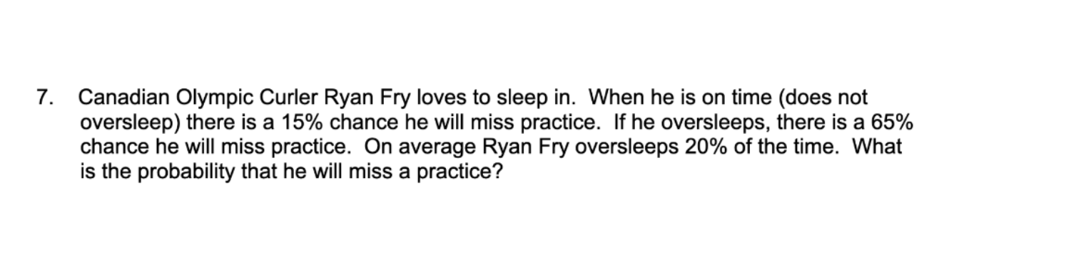 Solved 7. Canadian Olympic Curler Ryan Fry loves to sleep | Chegg.com