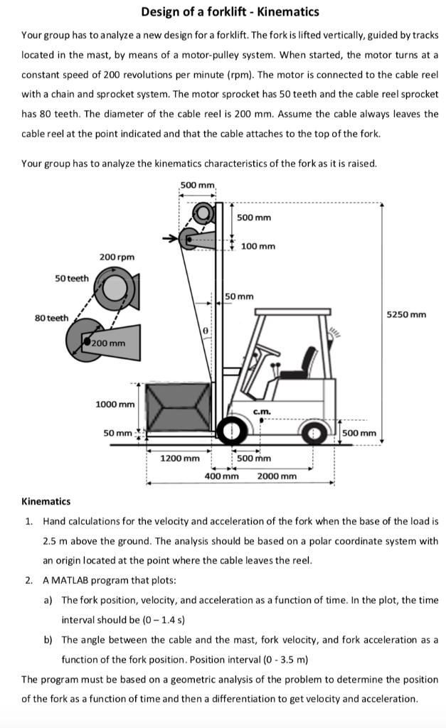 Solved Design of a forklift- Kinematics Your group has to | Chegg.com