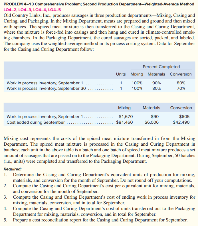 Solved Problem 4 13 Comprehensive Problem Second Production Chegg