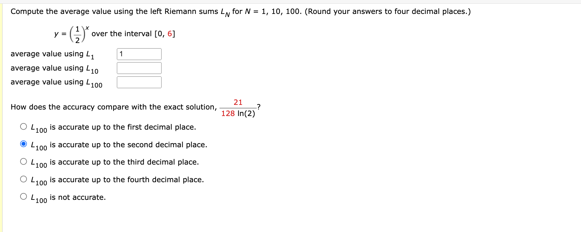 Solved Compute the average value using the left Riemann sums | Chegg.com