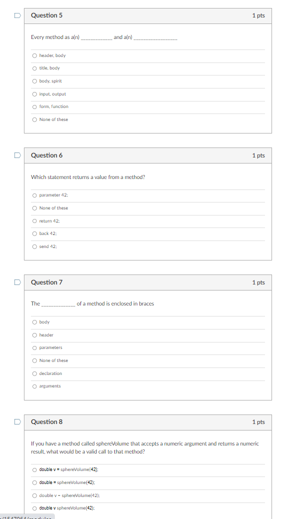 Solved Question 1 1pts Which Of These Is A Method Mathpow