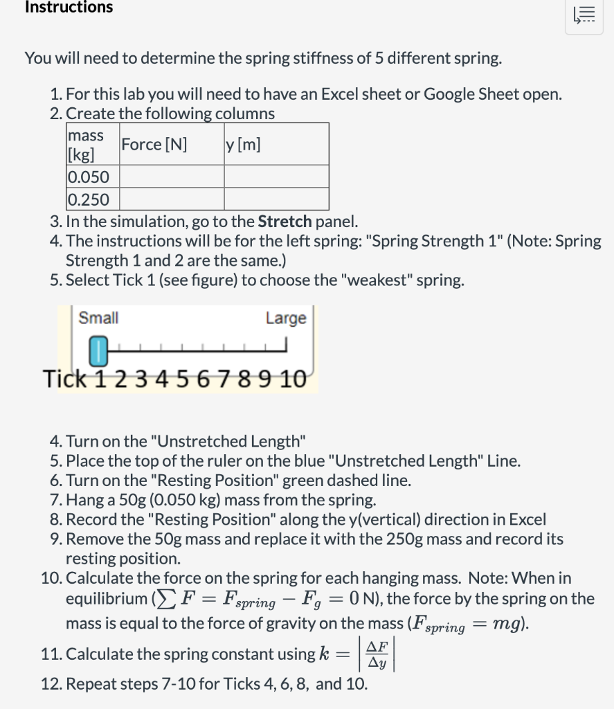 Solved Spring Strength 1 Small Large Spring Strength 2 Small | Chegg.com
