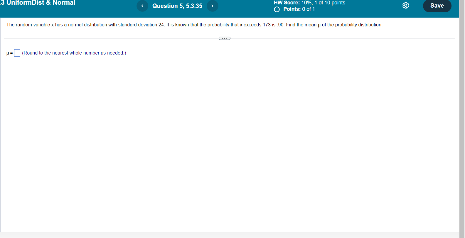 Solved μ= (Round to the nearest whole number as needed.) | Chegg.com