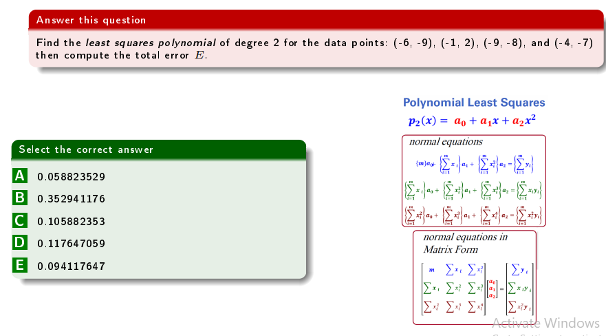 Solved Find the least squares polynomial of degree 2 for the | Chegg.com