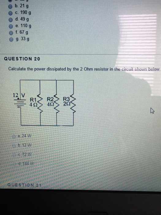 Solved Calculate the power dissipated by the 2 Ohm resistor | Chegg.com