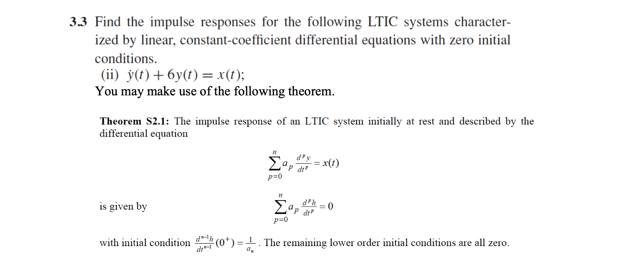 Solved 3.3 ﻿Find the impulse responses for the following | Chegg.com