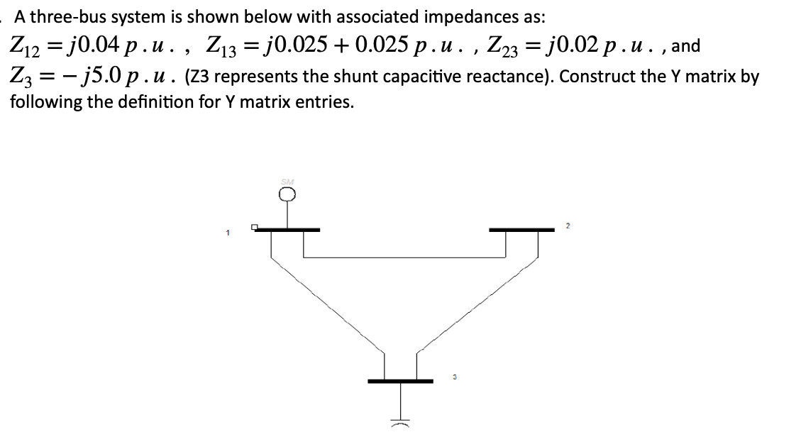 Solved A three-bus system is shown below with associated | Chegg.com