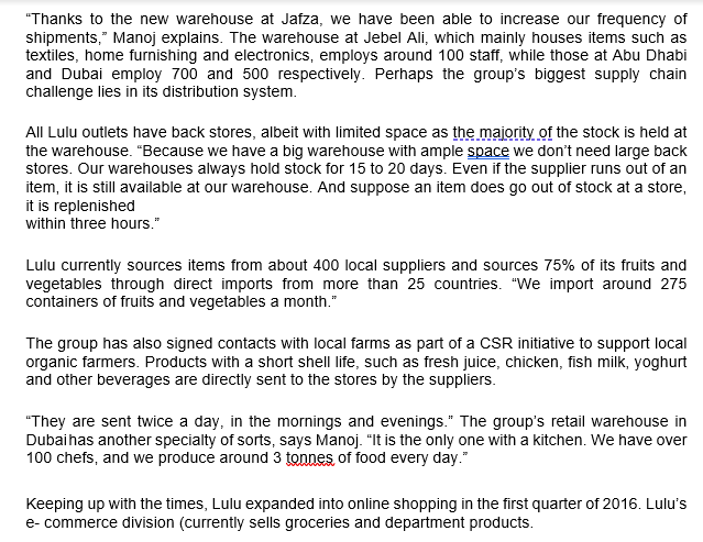 Solved CASE STUDY: Inside Lulu Hypermarket's supply chain | Chegg.com