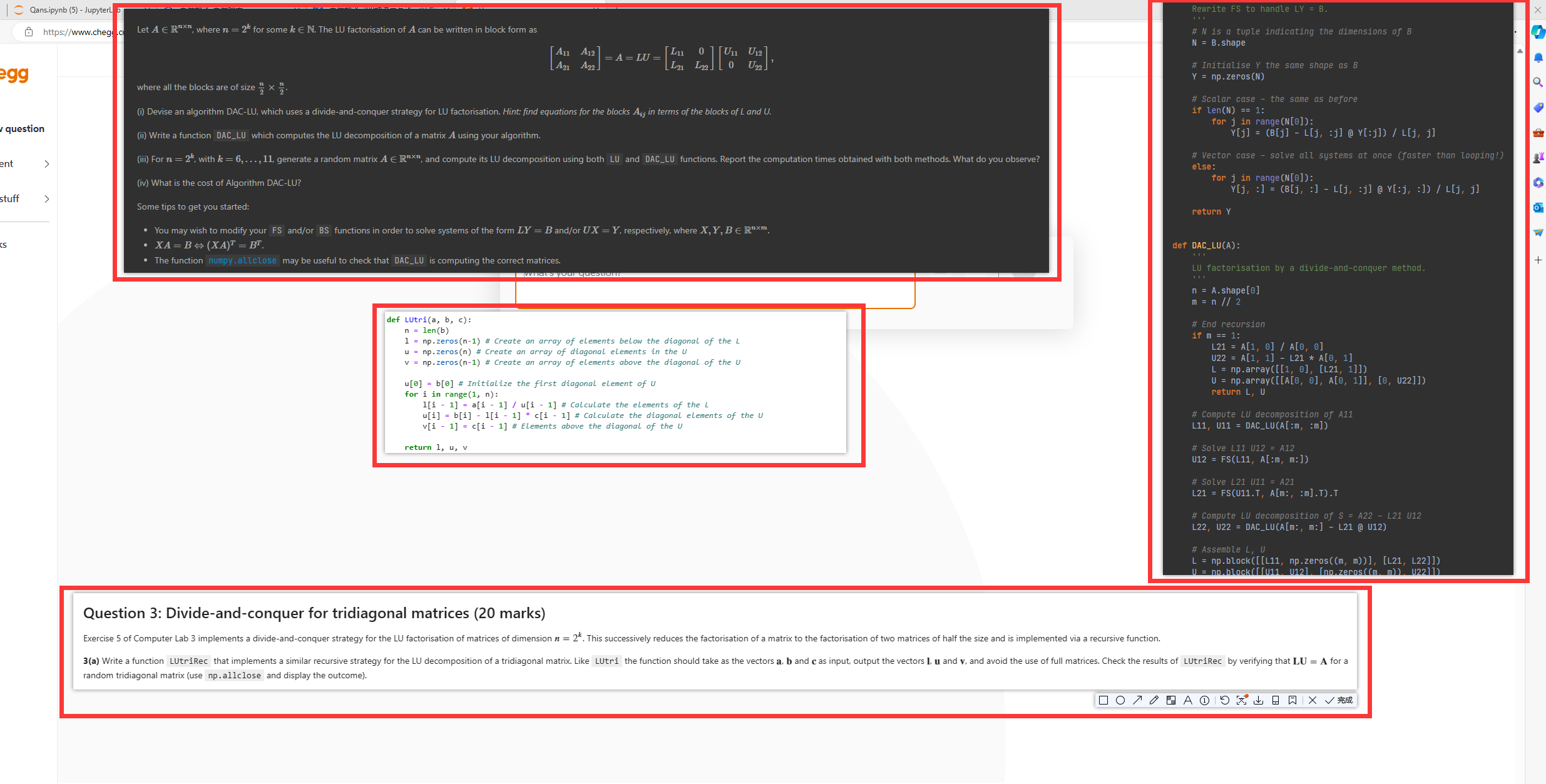 Solved I need to implement a LUtriRec algorithm using Python | Chegg.com
