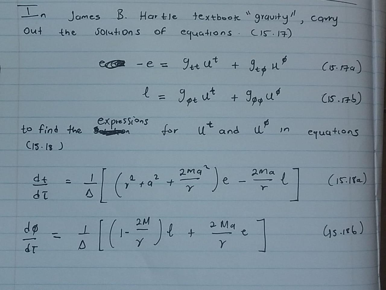 Solved In James B. Hartle textbook "gravity", carry the | Chegg.com