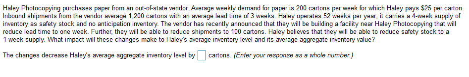 Solved The changes decrease Haley's average aggregate | Chegg.com