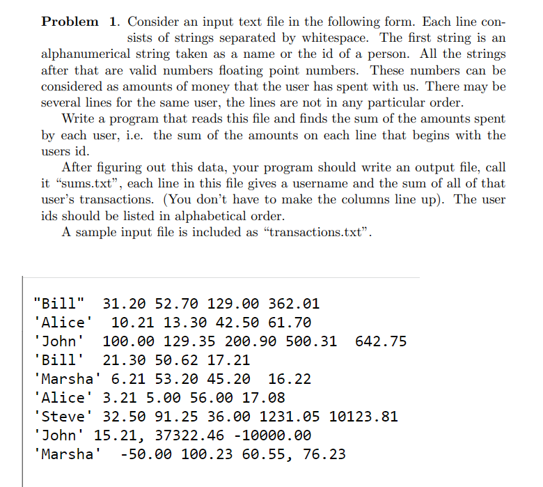 Solved Problem 1 Consider An Input Text File In The
