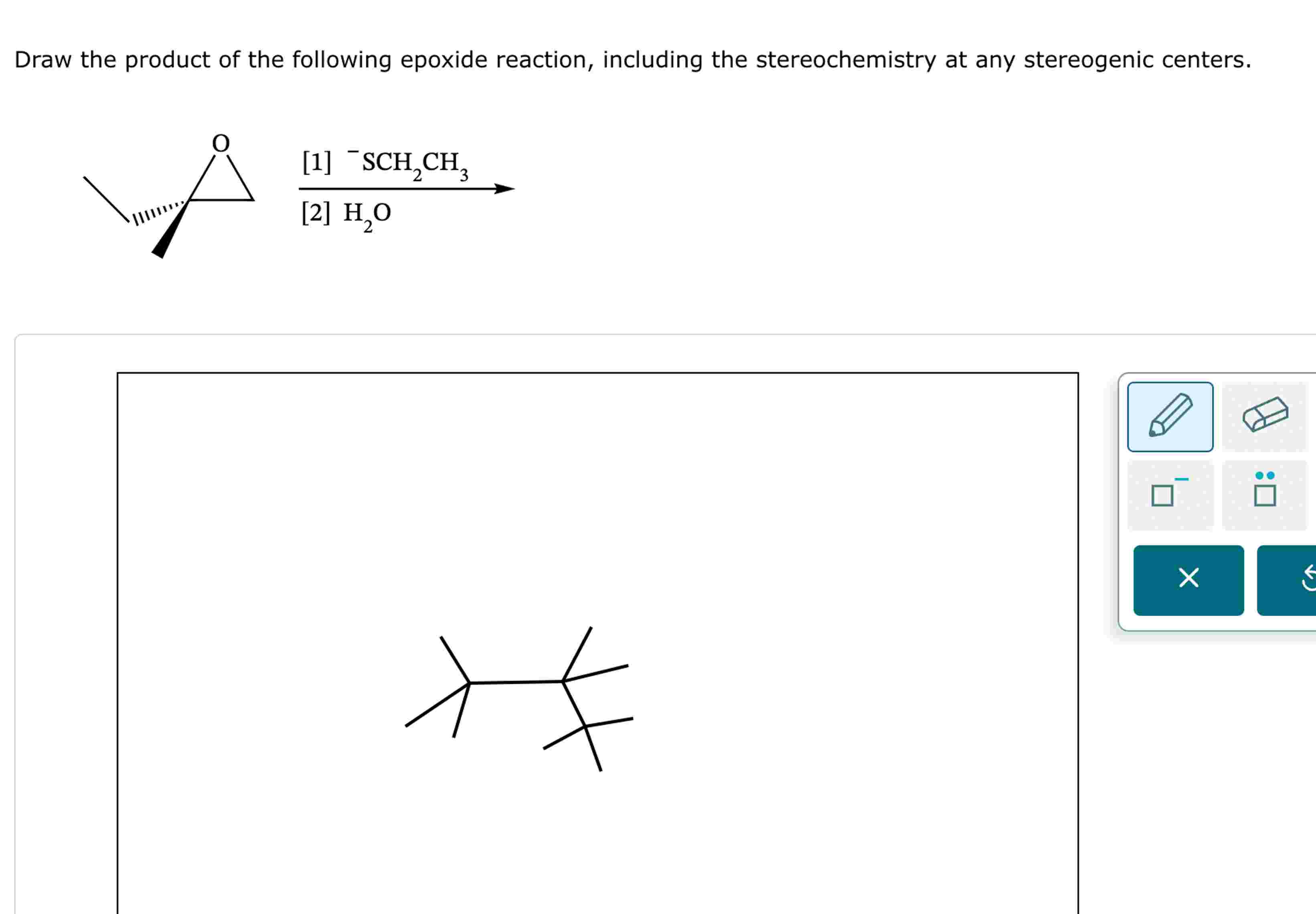 Solved Draw the product of the following epoxide reaction, | Chegg.com