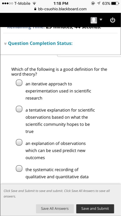 Solved 1:18 PM bb-csuohio.blackboard.com oo T-Mobile 63% . 山 | Chegg.com