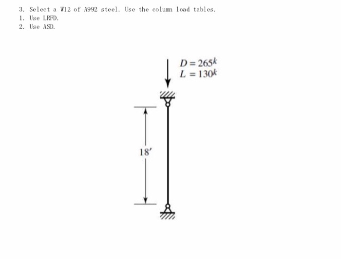 Solved 3. Select a W12 of A992 steel. Use the col 1. Use | Chegg.com